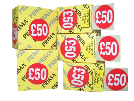 Buy 500 x "50" Retail Self Adhesive Price Labels Stickers