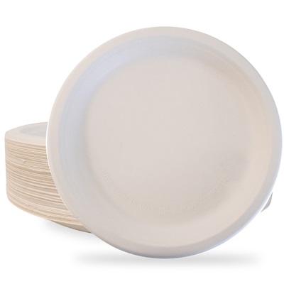 Buy 1000 x Disposable Round 9" Bagasse Plates - Rigid & Eco-Friendly