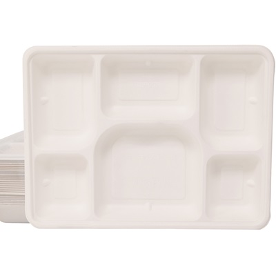 Buy 100 x Disposable Thali Plates 6 Compartment - Rigid & Eco-Friendly