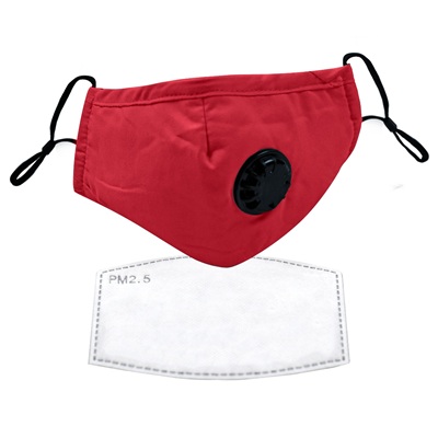 Buy 50 x Red Washable Cotton Face Masks Coverings With Filters & Valves