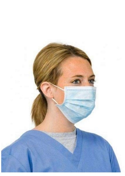 Buy 100 x Blue 3 Ply Disposable Civilian Flu Dust Face Masks