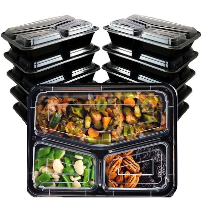 Buy 200 x Meal Prep Food Containers With Lids - Three Compartment 33oz